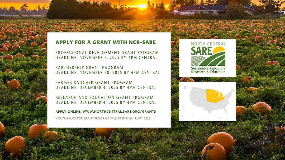 Sustainable Agriculture Grants Now Available from North Central Region SARE